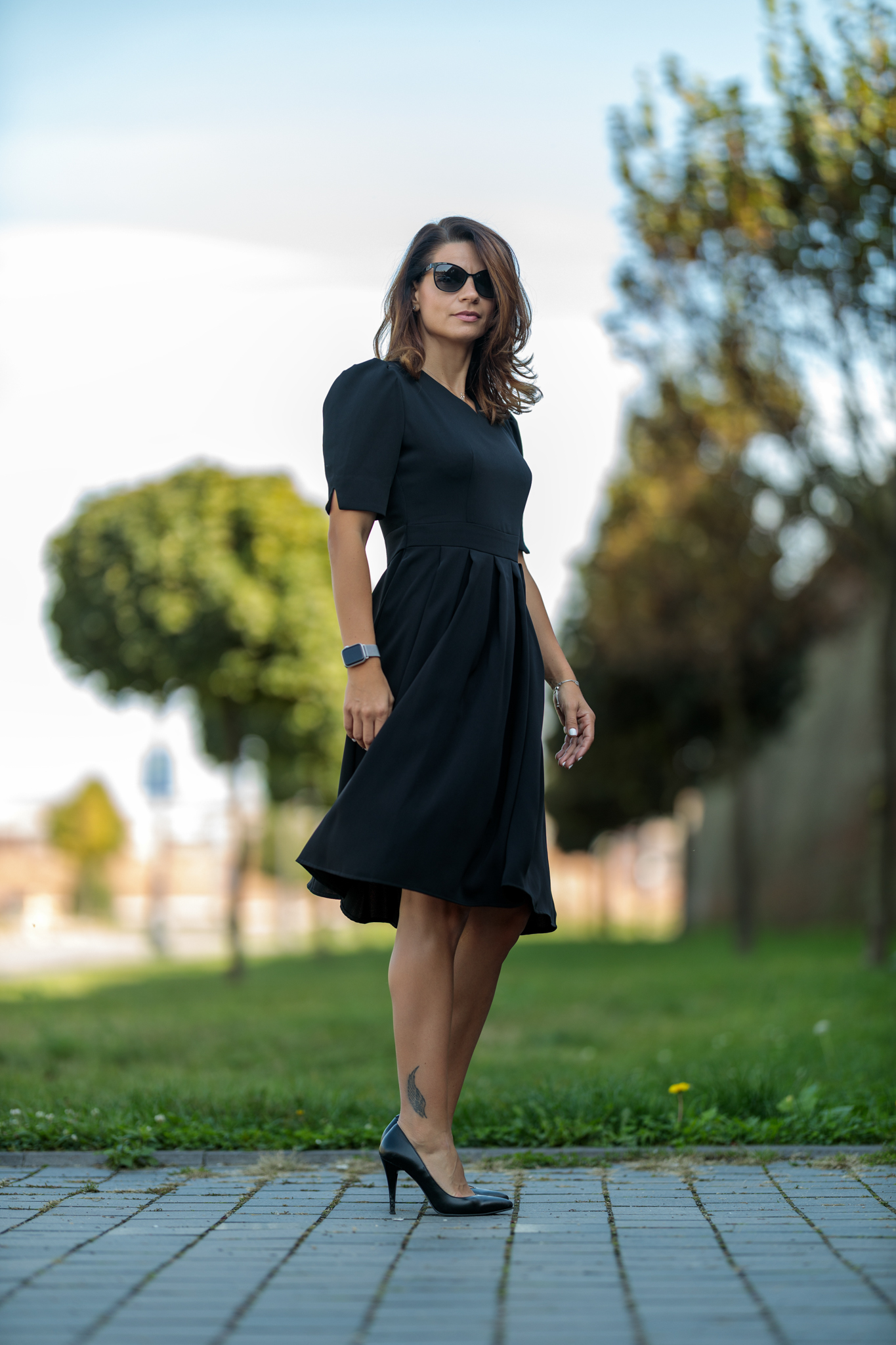 Rochie office eleganta neagra cu pliuri, Anias | noi9